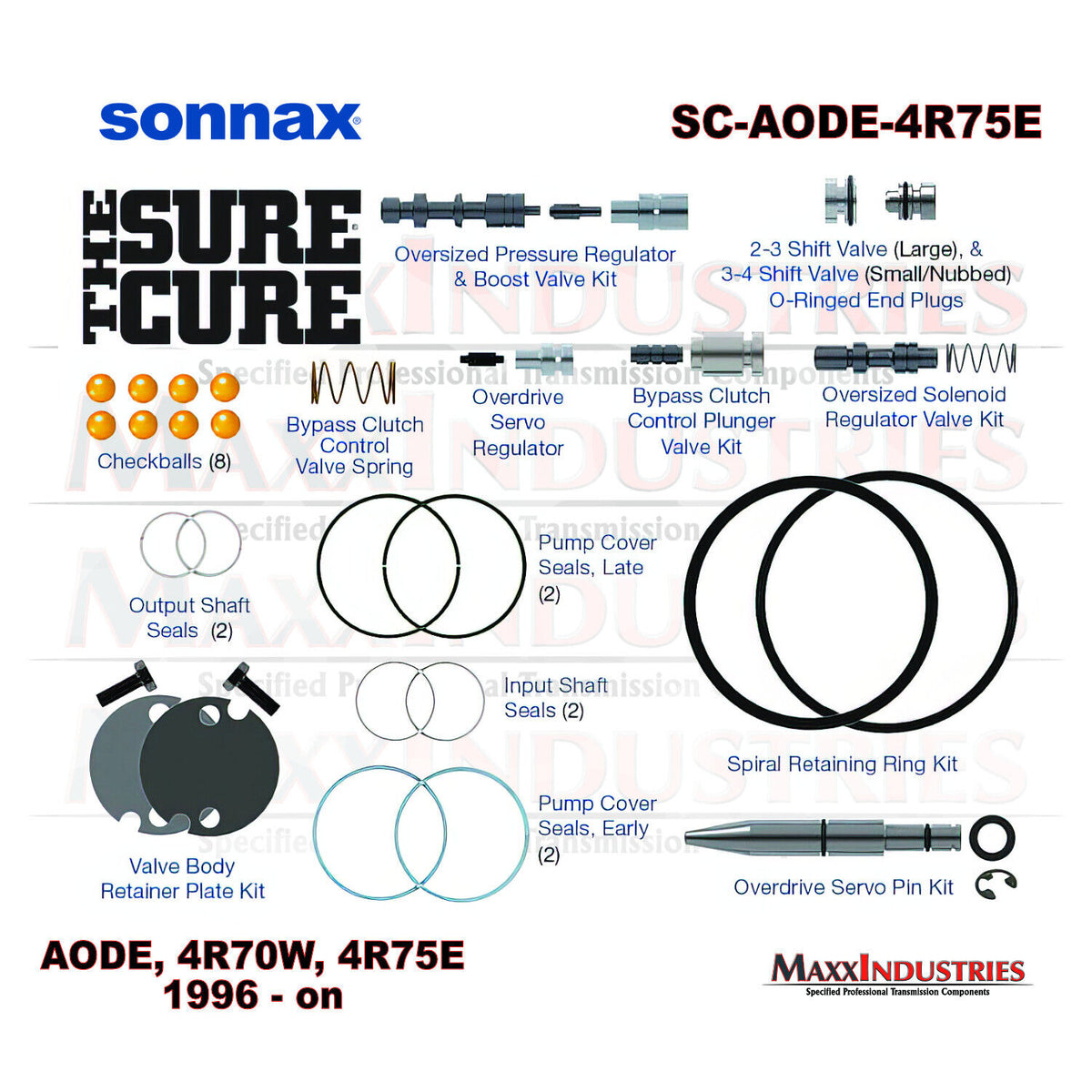 Ford 4R70W 4R75W Sonnax Sure Cure Valve Body Kit SC-AODE-4R75E (1996-U ...