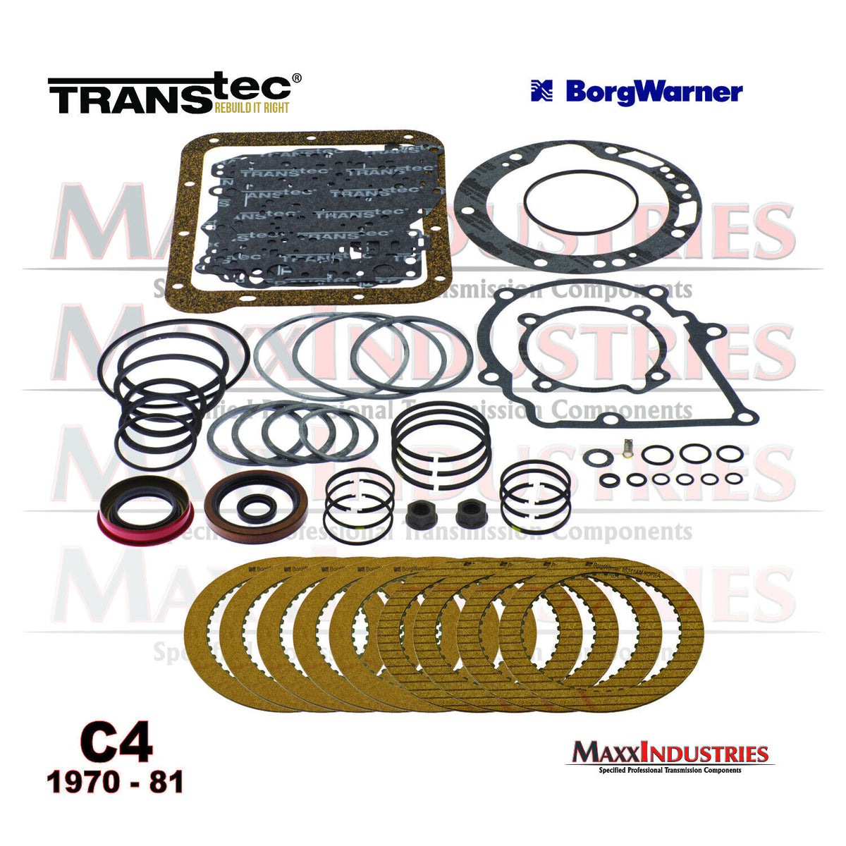 1970-81 C4 Transmission Rebuild Master Kit with Borg Warner Clutches ...