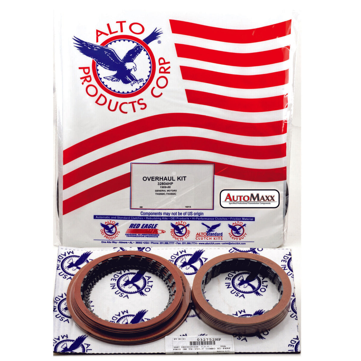 Alto 032905HPLS TH350 350C Rebuild Kit with Red Eagle Friction Set ...