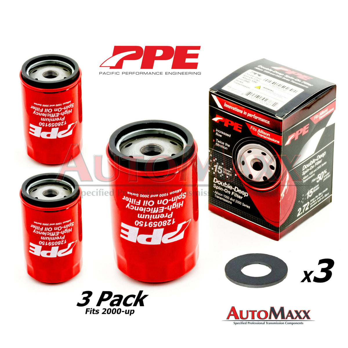 2000-up Allison Transmission 1000 Oil Filter 3-Pak PPE Chevy GMC Duram ...