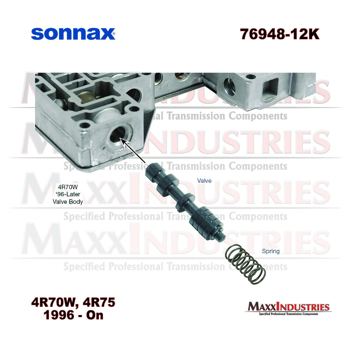 Sonnax 76948-12K Transmission Elevated Pressure Regulator Spring & Val ...